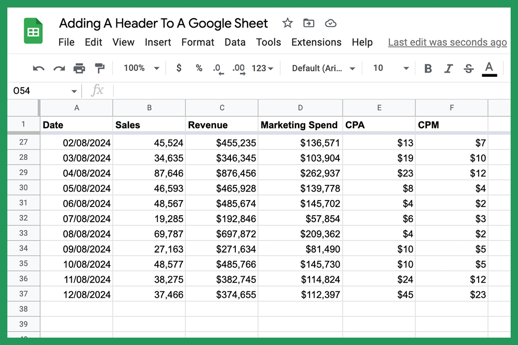 How To Create A Header In Google Sheets Classical Finance