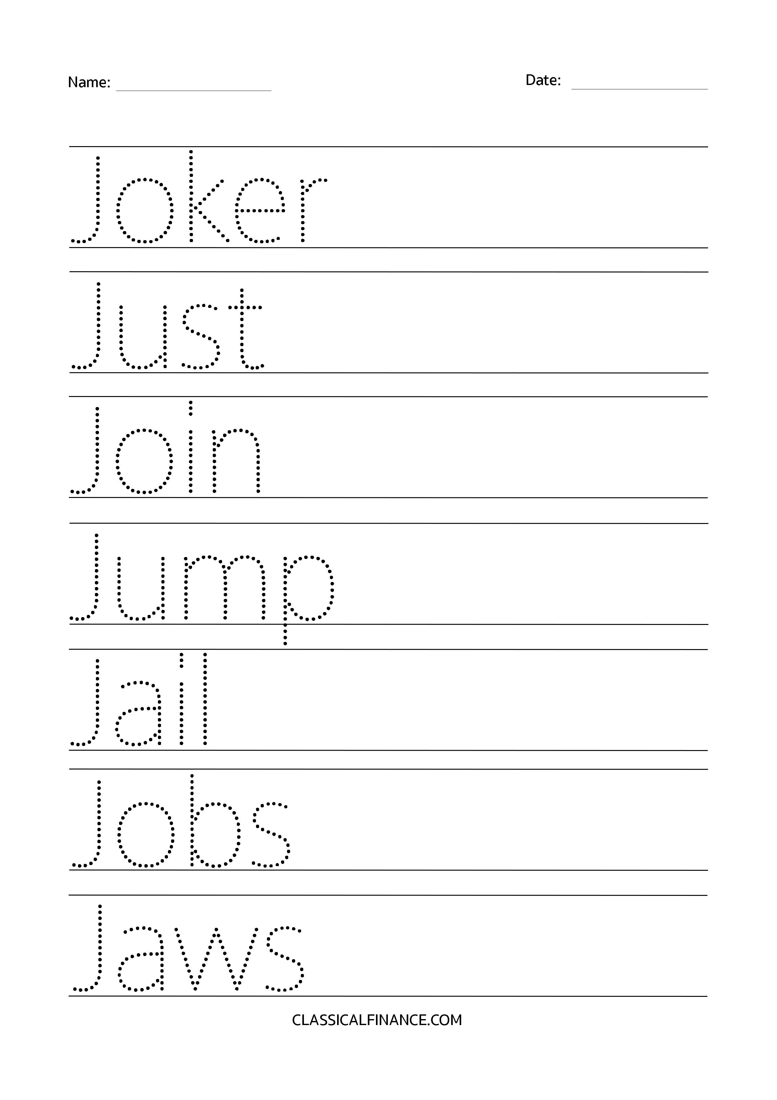 Letter J Worksheets - Trace, Draw, Learn