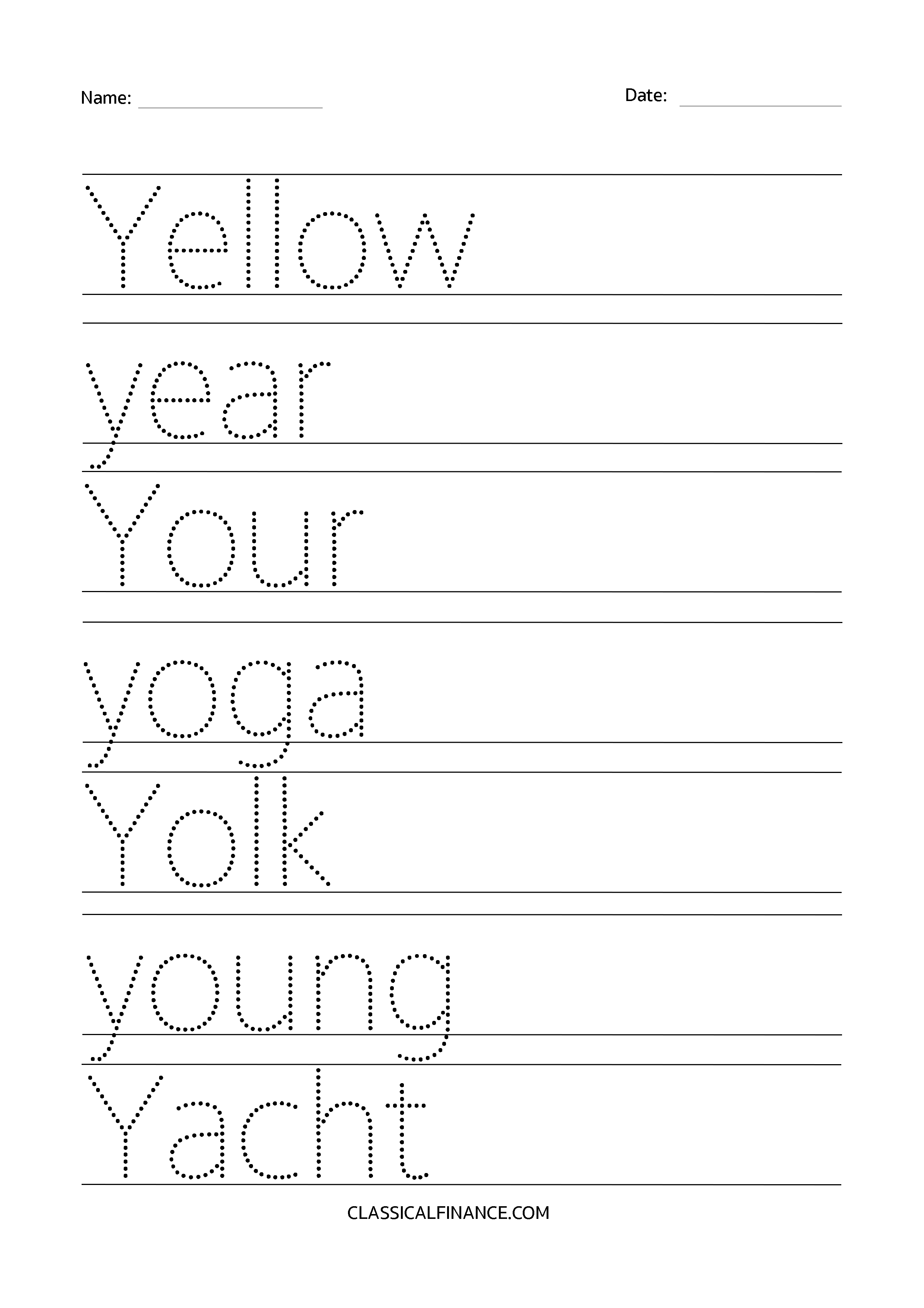 Letter Y Worksheets Trace Draw Learn