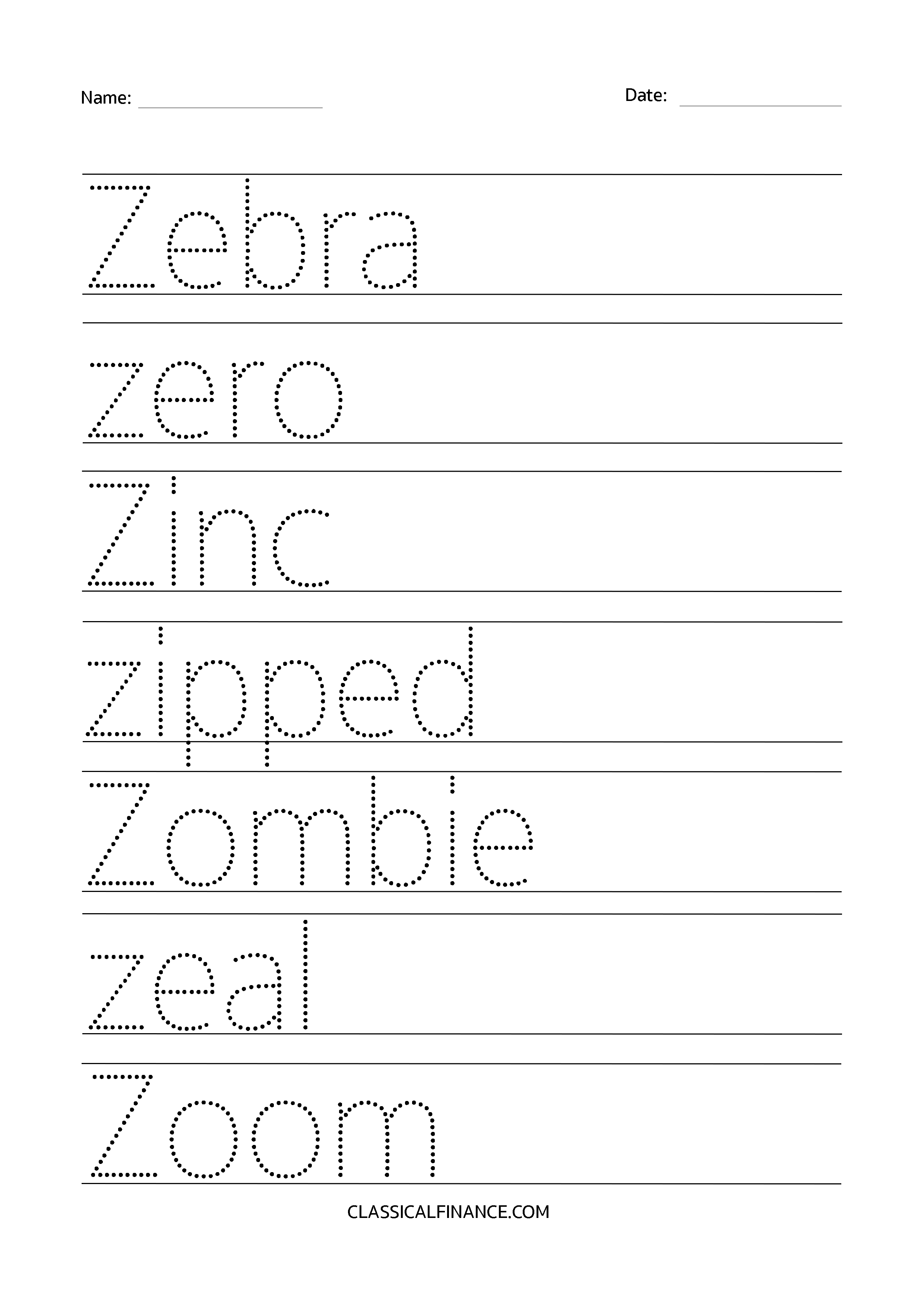 Letter Z Worksheets - Trace, Draw, Learn