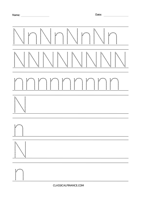 Letter N Worksheets - Trace, Draw, Learn